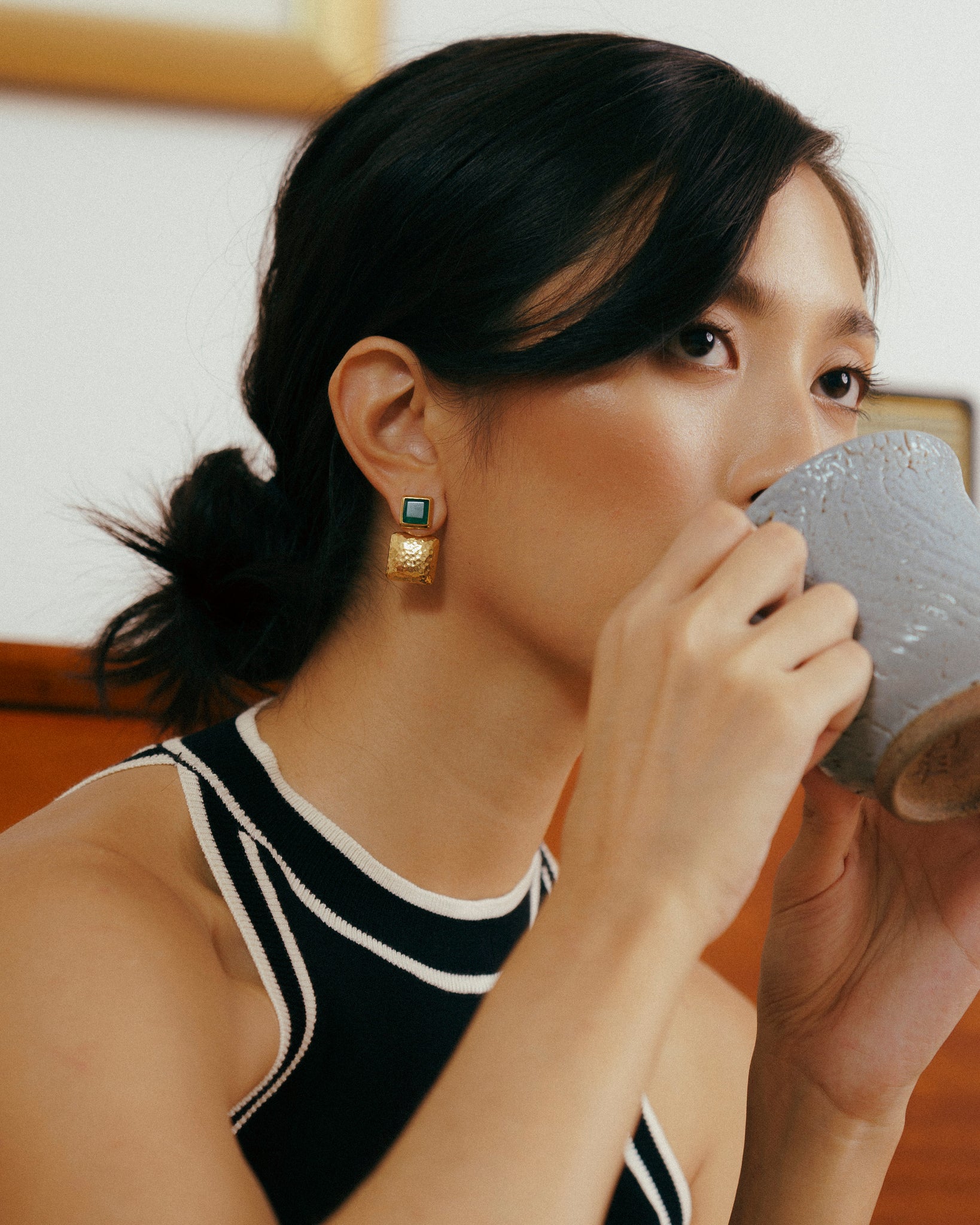 Quad Stud Earrings in Emerald – LILY